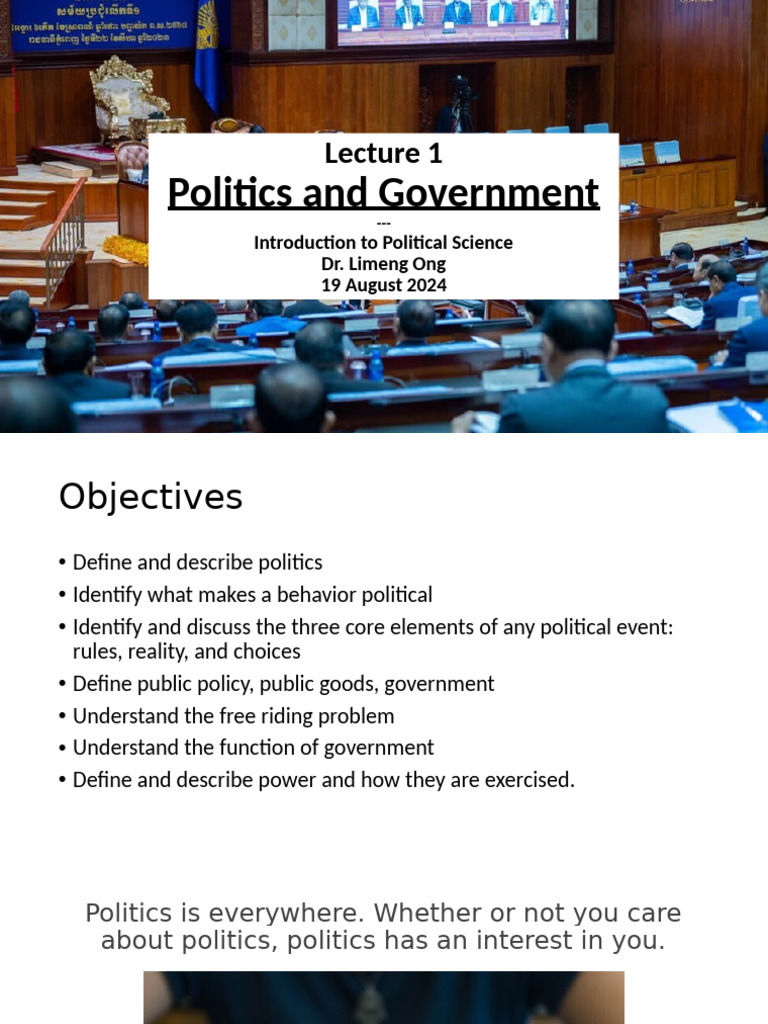 Lecture 1 - Key Concepts of Politic and Government | PDF | Policy | Voting