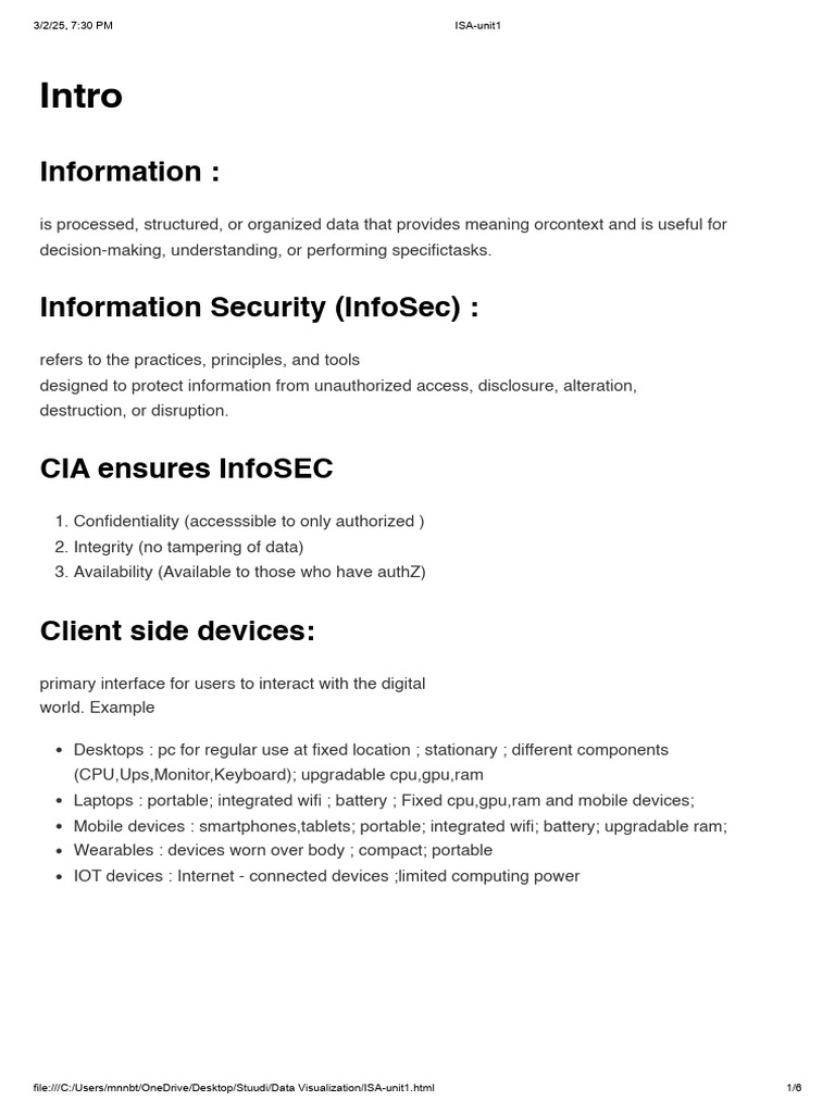 ISA-unit1 | PDF | Security | Computer Security