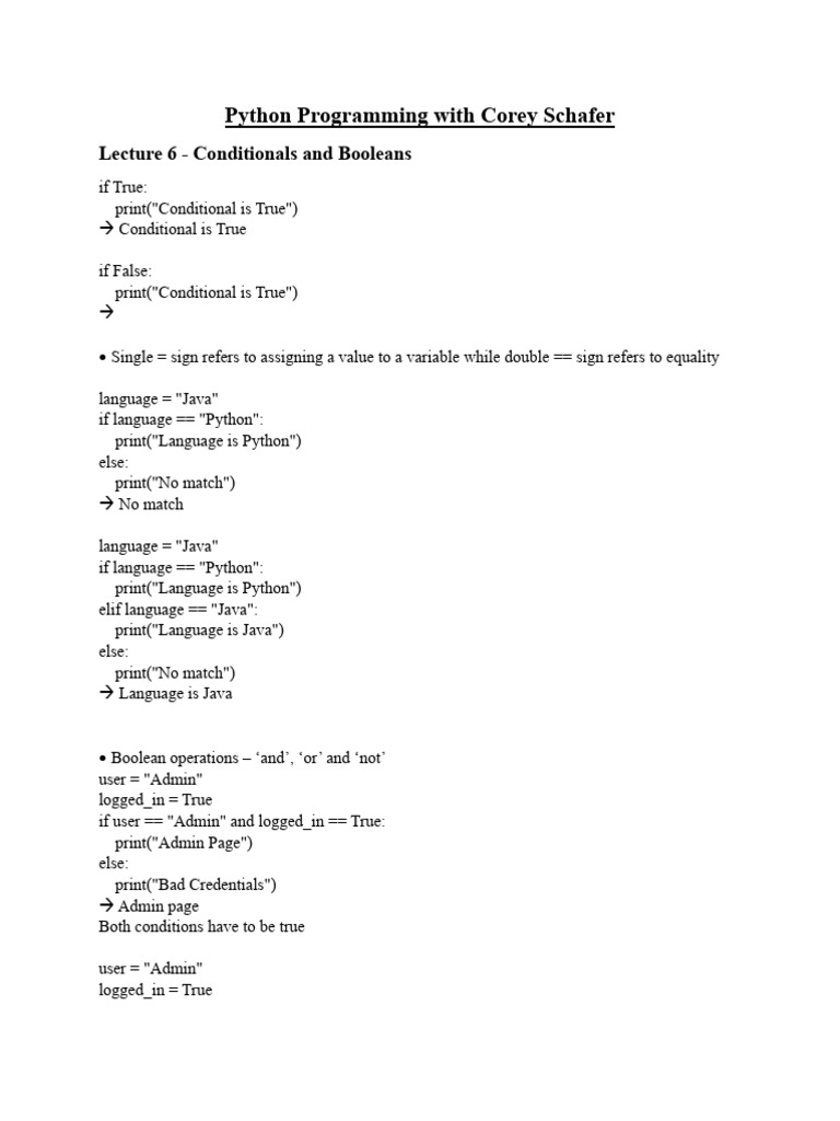 Python Programming With Corey Schafernotes6 Pdf Boolean Data Type Login