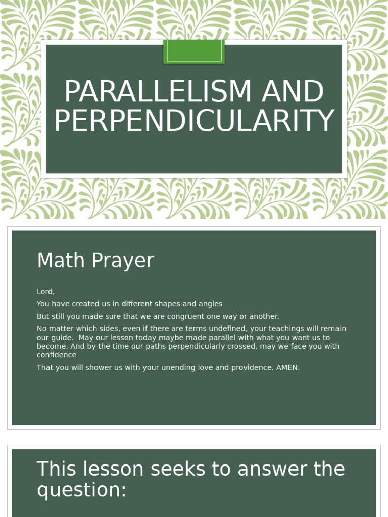 G8 Math Q4 - Week 5 - Parallel and Perpendicular Lines | PDF | Angle ...
