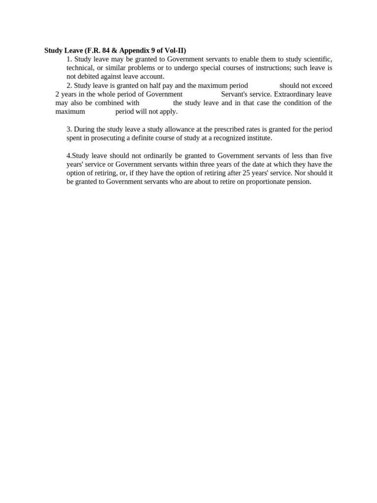 Study Leave FRSR | PDF