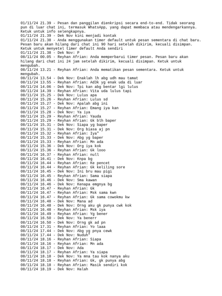 Chat WhatsApp Dengan Dek Nov | PDF