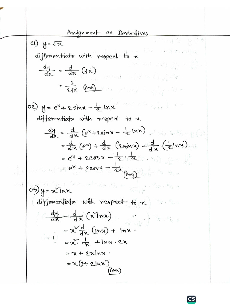 Derivatives Assignment by Hridoy | PDF