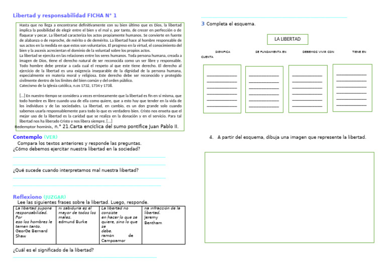 Libertad y Responsabilidad FICHA 1 4° | PDF | Libertad