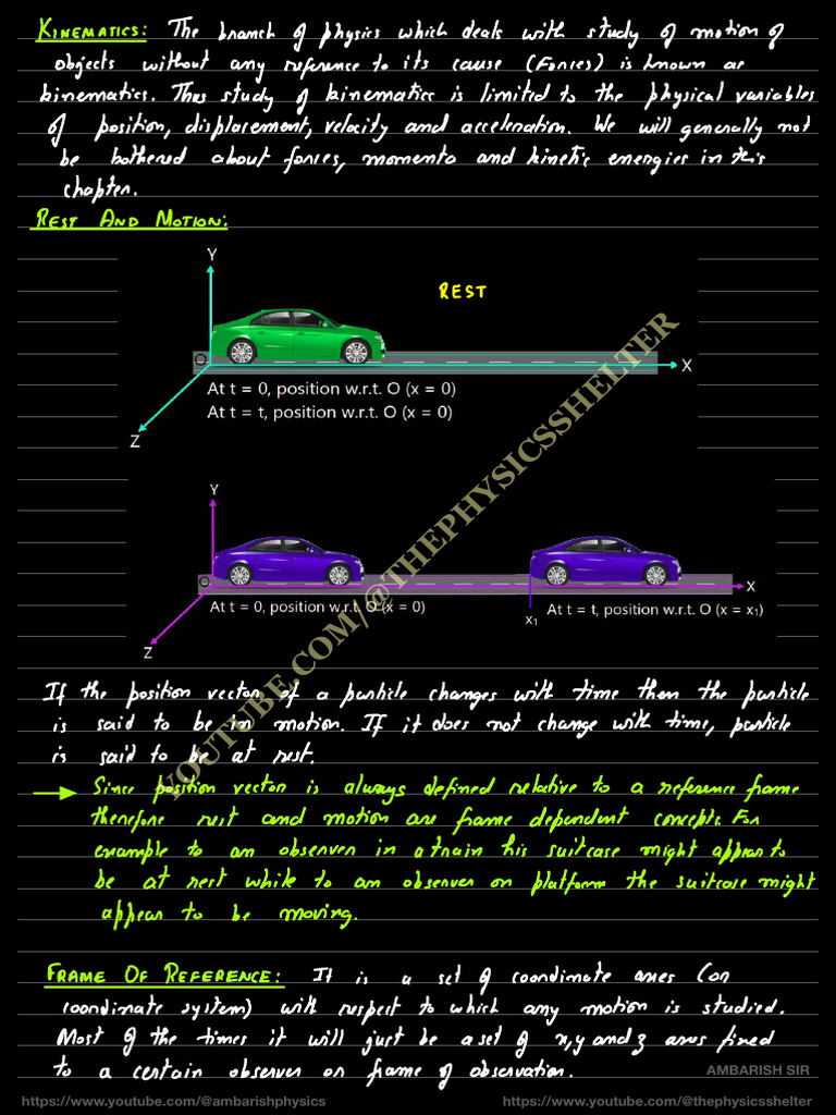 Kinematics: One-Dimensional Motion Notes | PDF | Kinematics | Velocity