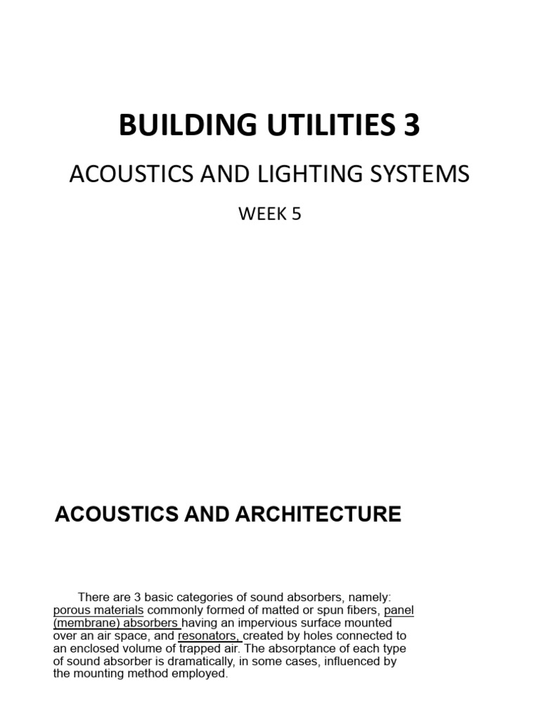 Acoustics in Building Utilities 3 | PDF | Materials | Acoustics