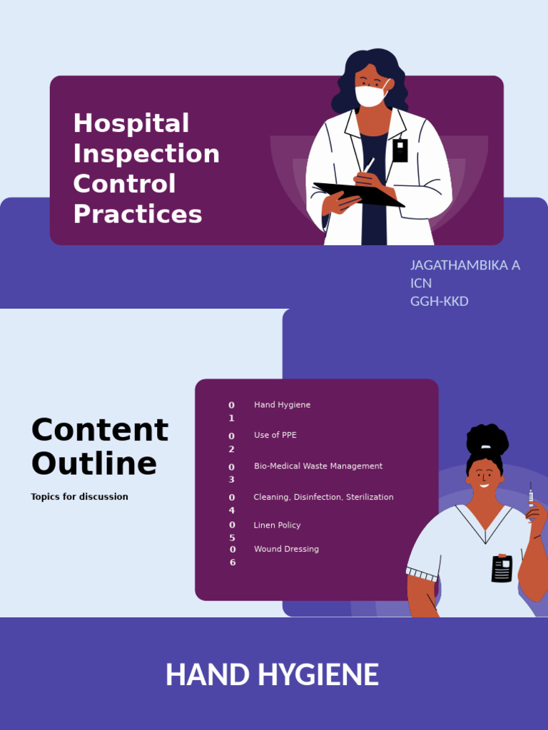 Hospital Inspection Control Practices: Jagathambika A ICN GGH-KKD | PDF