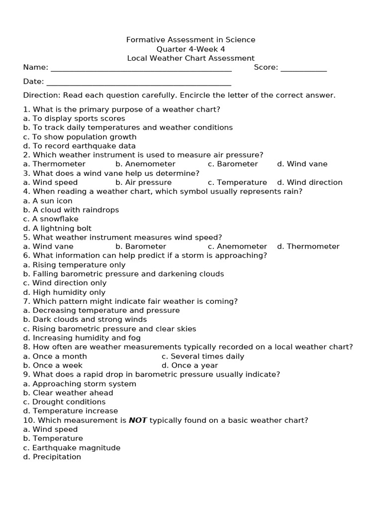 Formative Assessment in Science 4 | PDF