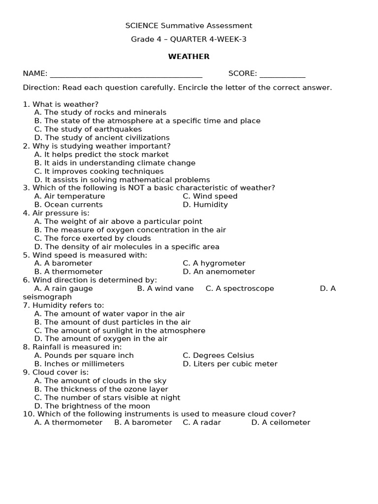SCIENCE Formative Assessment3 | PDF
