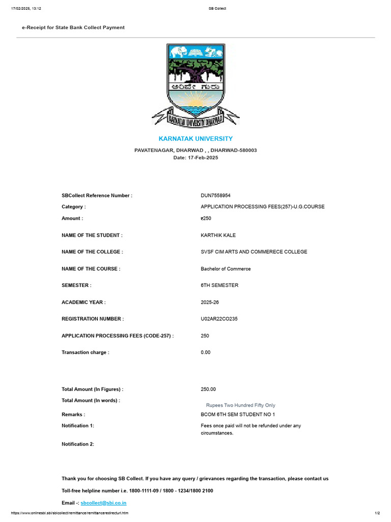BCOM 6TH SEM STUDENT NO 1 | PDF | Payments