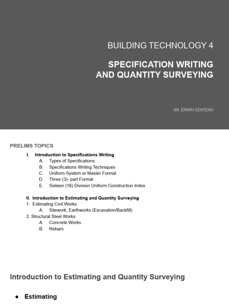 Specifications and Quantity Surveying Guide | PDF | Concrete | Masonry