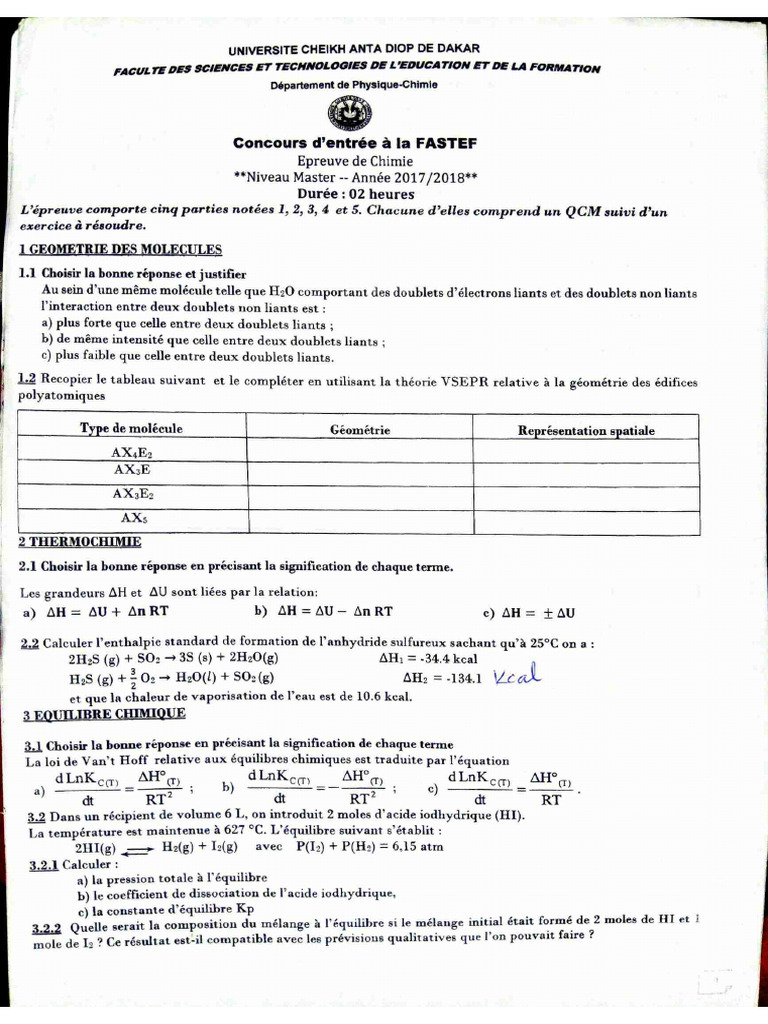 Fastef 2018 Niveau Master | PDF