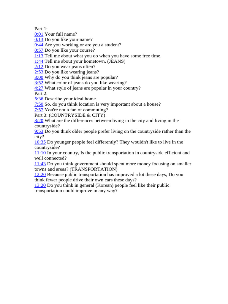 IELTS Speaking Questions Sample | PDF