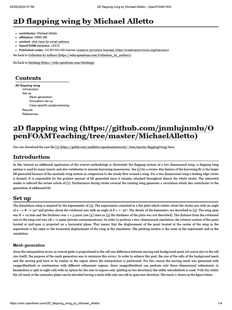 2D Flapping Wing by Michael Alletto - OpenFOAM Wiki | PDF | Force ...