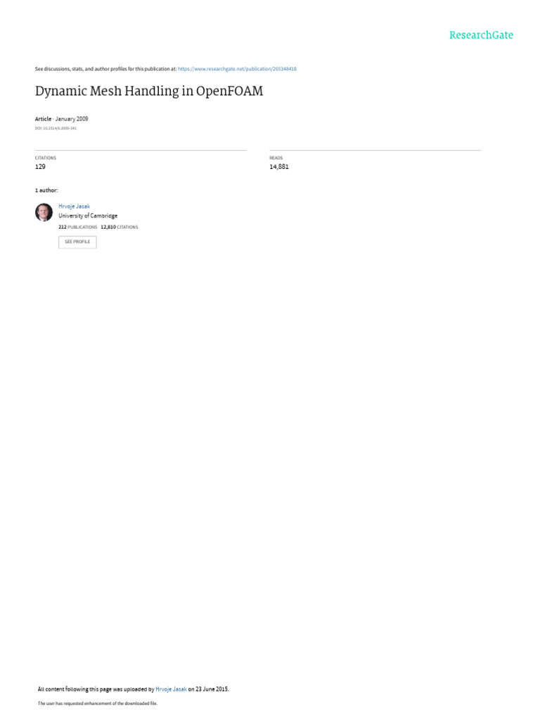 Dynamic Mesh Techniques in OpenFOAM | PDF | Fluid Dynamics | Finite ...