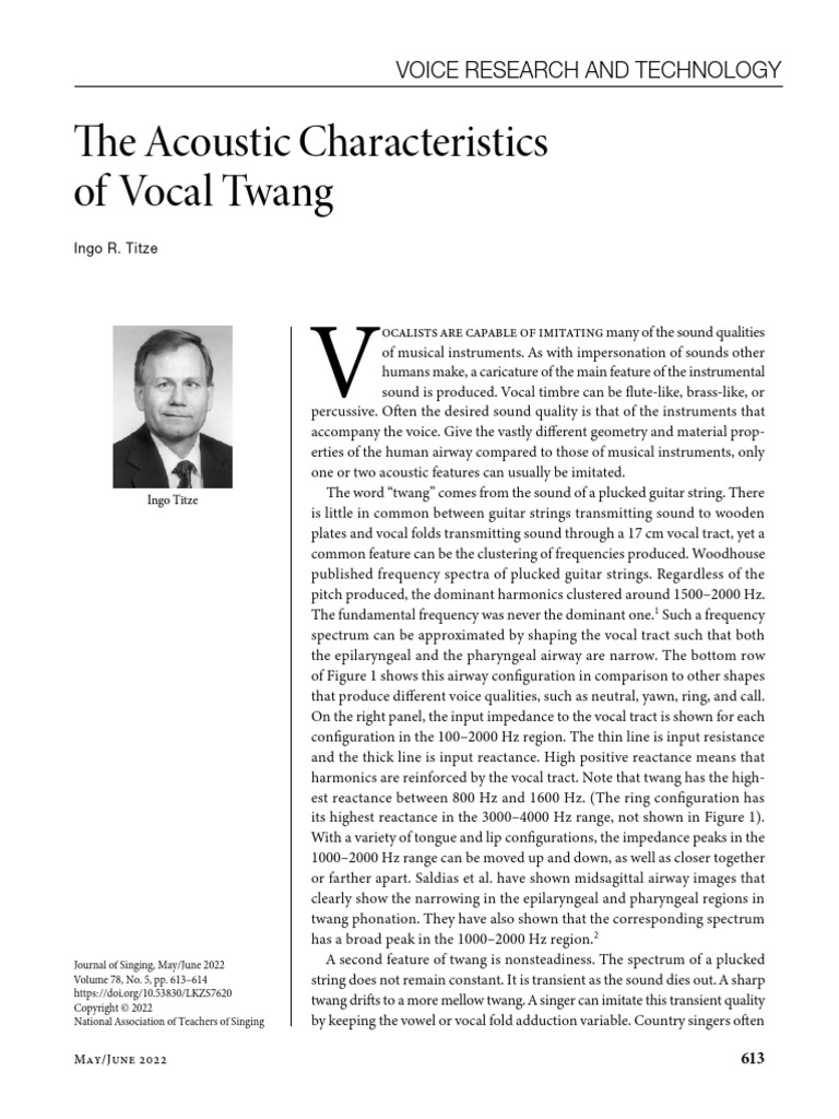 Titze, I. R. (2022) - The Acoustic Characteristics of Vocal Twang ...