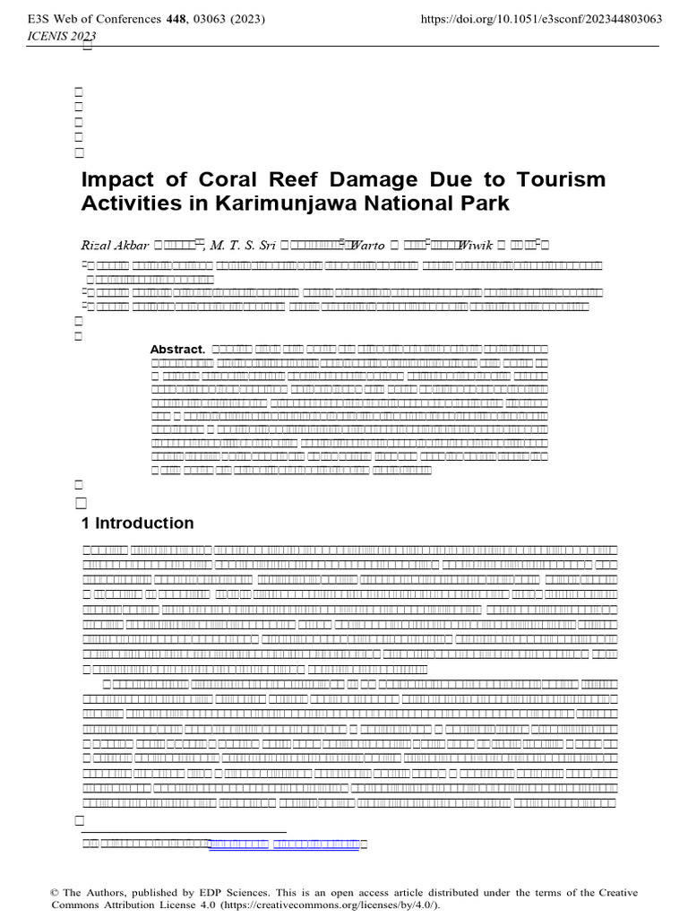 Coral Reef Damage from Tourism in Karimunjawa | PDF | Tourism | Coral