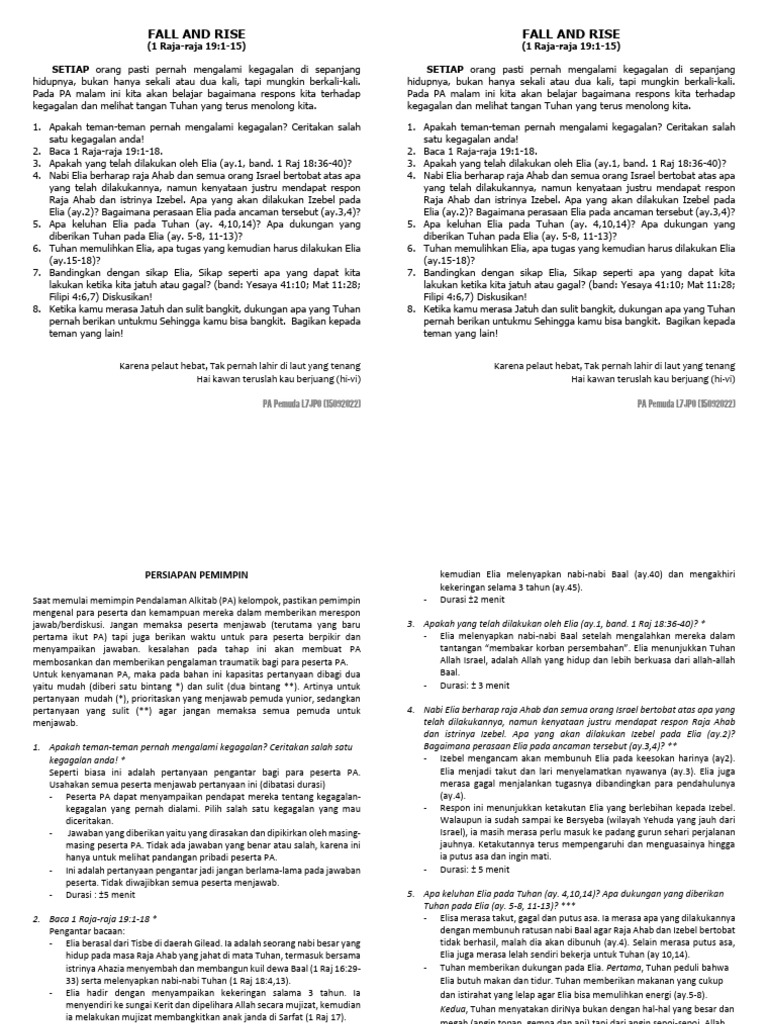 Bahan Pa Dan Pedoman Pemimpin Fall and Rise | PDF