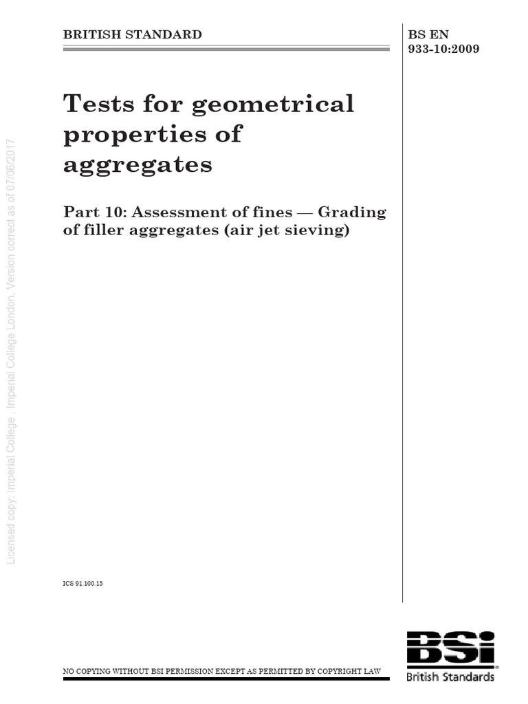 BS EN 933-10-2009 - 负压筛法测石粉含量 | PDF