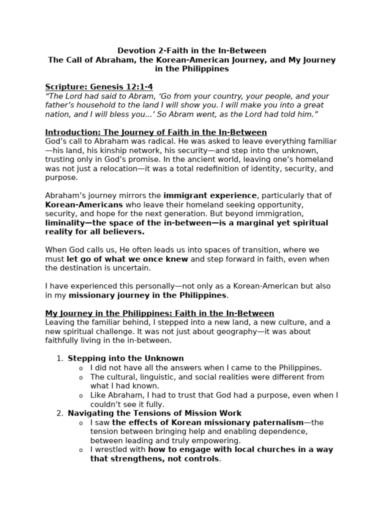 Devotion 2-Faith in The In-Between | PDF | Abraham | Faith