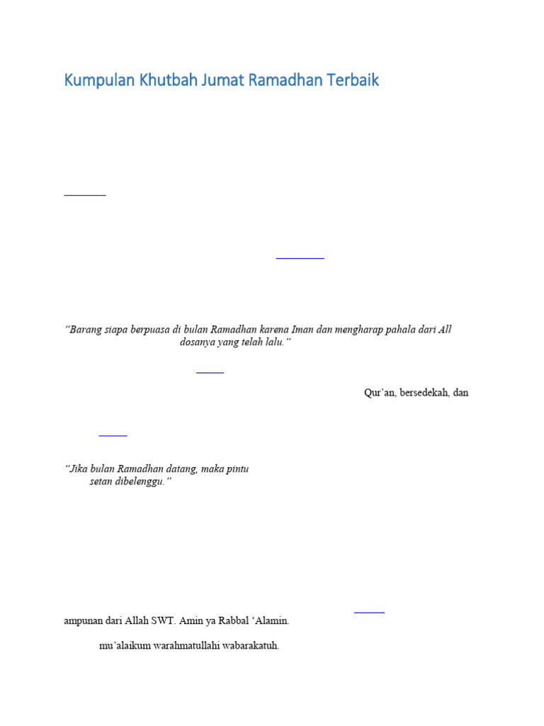 Khutbah Jumat Ramadhan Terbaik | PDF