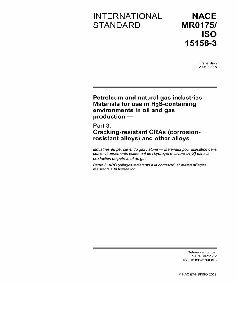 Nace MR 0175 2003 Iso15156 3 | PDF
