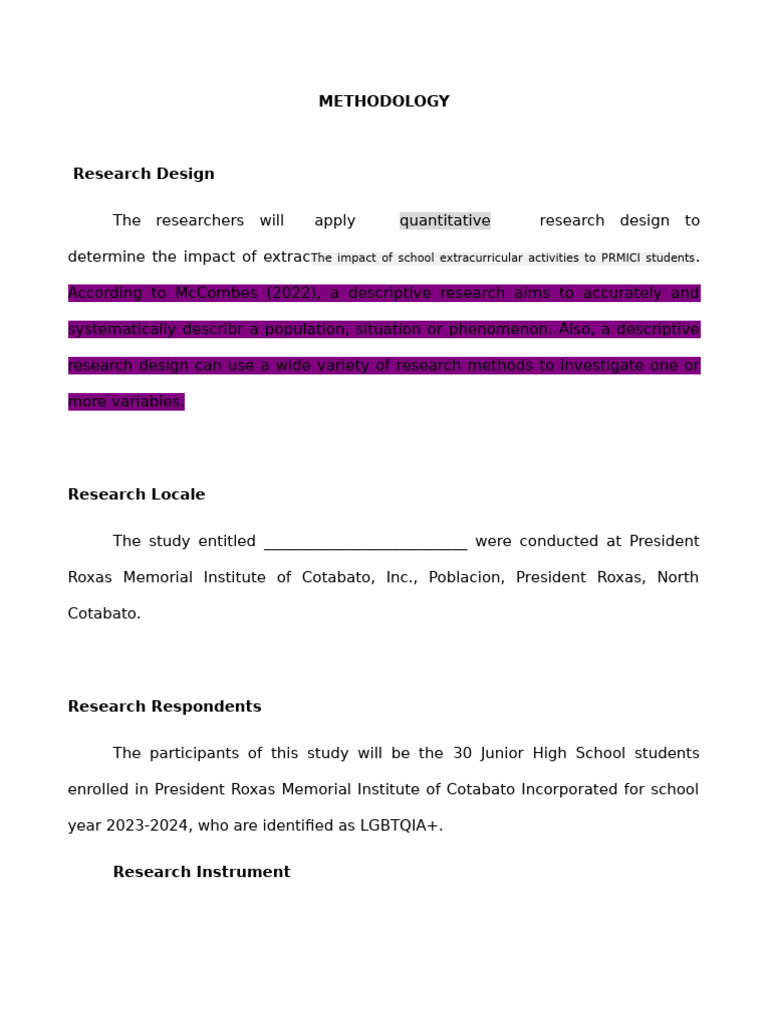 Methodology Grade 10 | PDF | Survey Methodology | Sampling (Statistics)