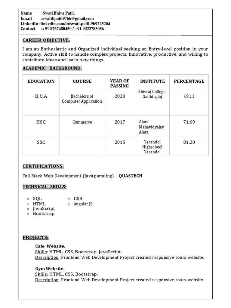Swati CV | PDF