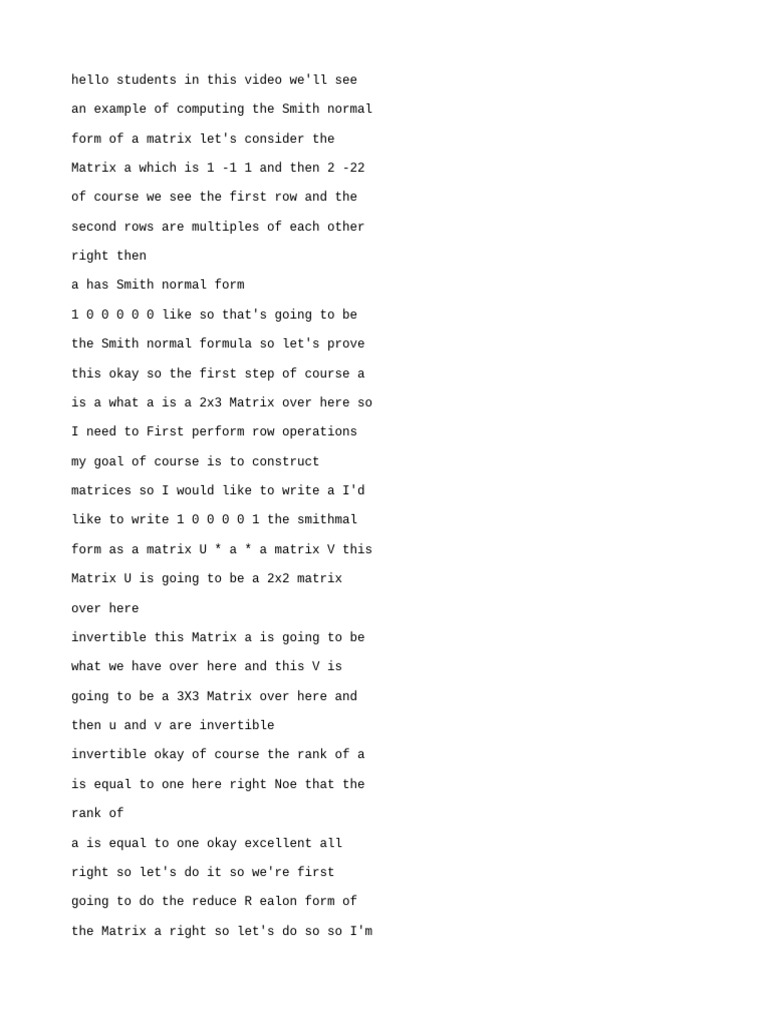 (English (Auto-Generated) ) The Smith Normal Form - An Example (DownSub ...