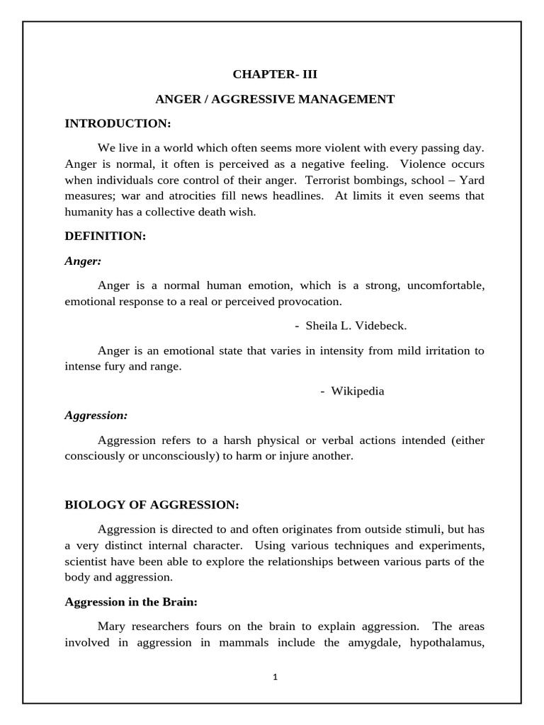 Unit III | PDF | Aggression | Anger
