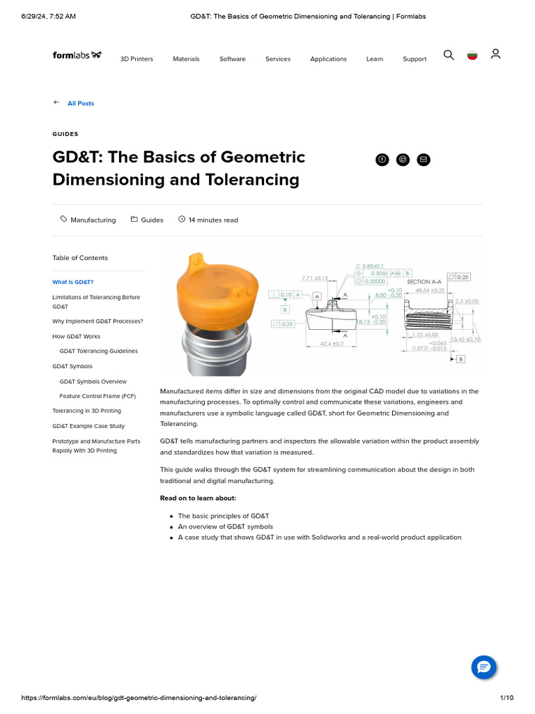 GD&T_ The Basics of Geometric Dimensioning and Tolerancing _ Formlabs | PDF | Engineering ...