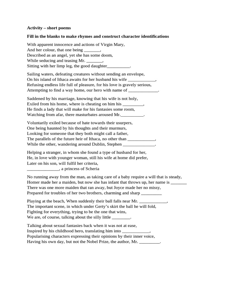 joyce character poems | PDF