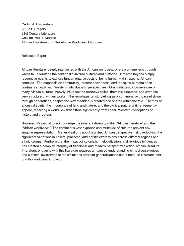 African Literature and African Worldview | PDF