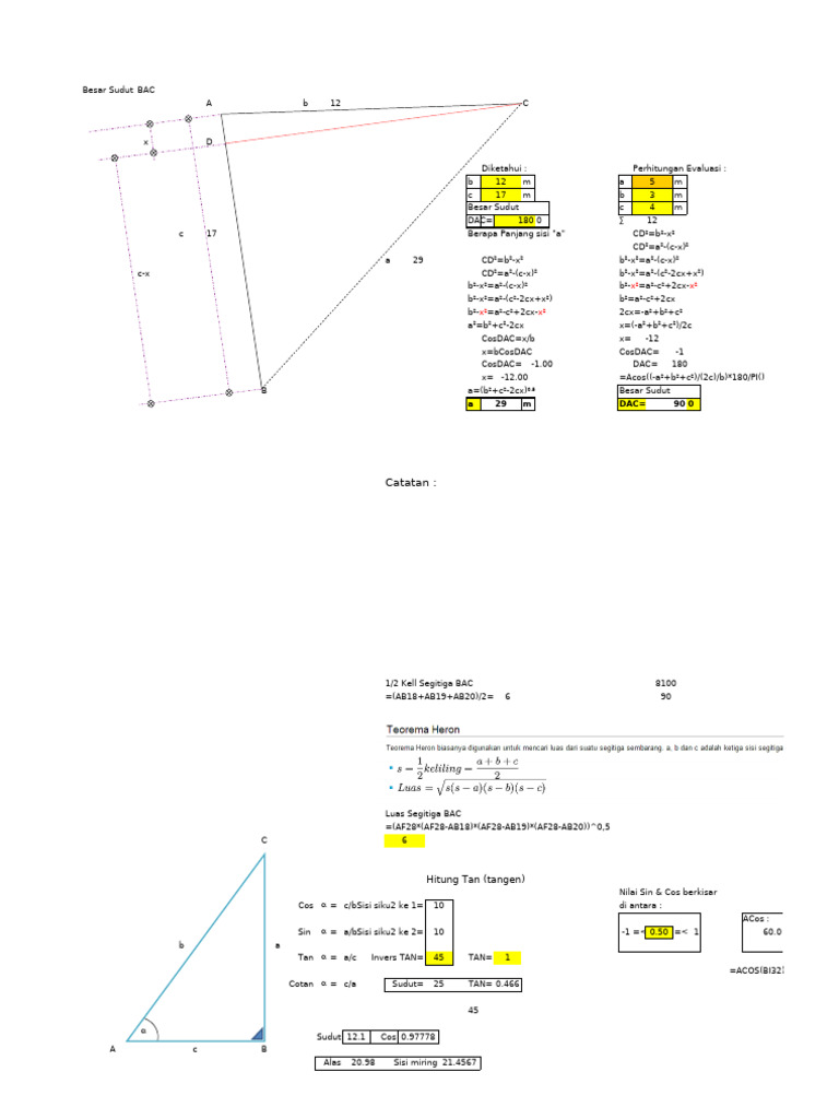 Perhitungan Geometri Segitiga dan Interpolasi | PDF