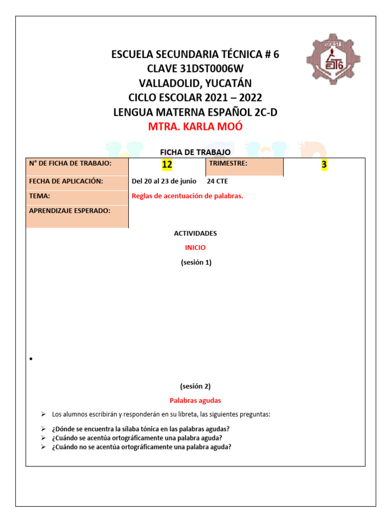 Reglas de Acentuación en Español 2C-D | PDF | Estrés (lingüística)