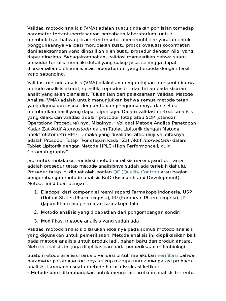 Validasi Metode Analisis | PDF