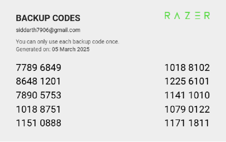 razer-id-codes-1741167137350 | PDF