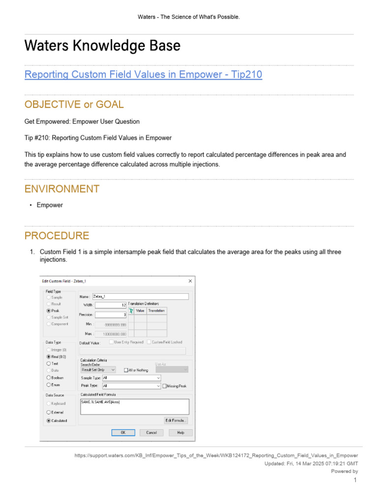 Reporting Custom Field Values in Empower - Tip210 | PDF | Mathematics | Applied Mathematics
