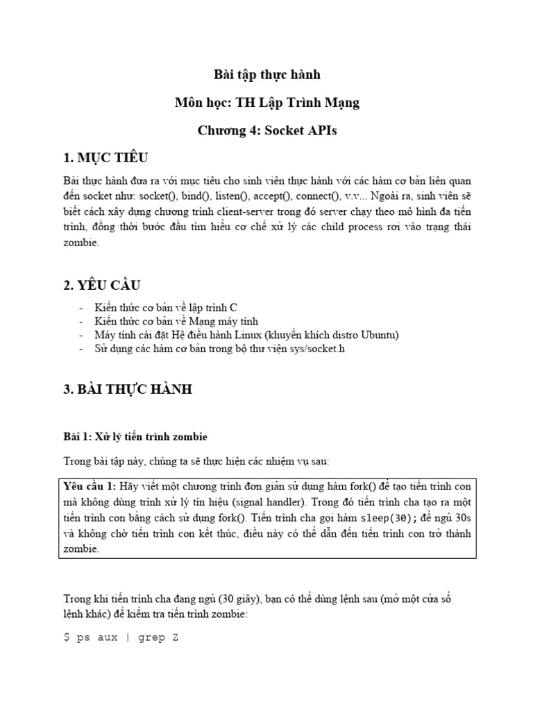 4.TCP Sockets Labwork | PDF