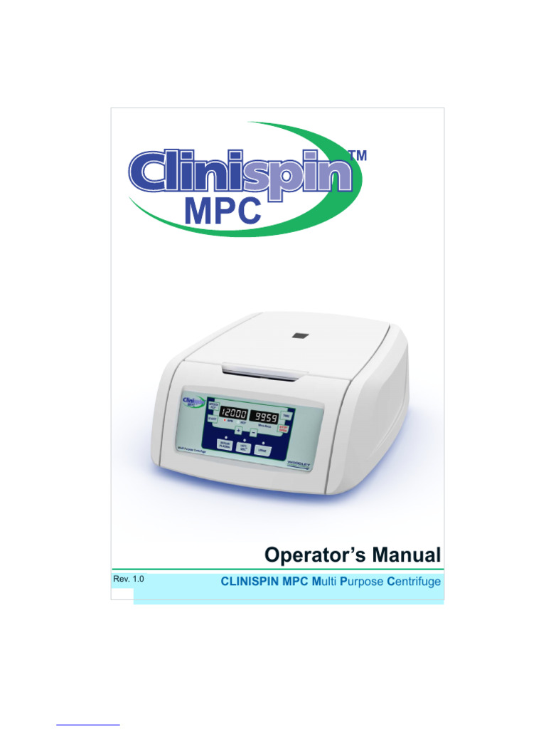 Woodley Clinispin MPC Operator's Manual | PDF | Centrifuge