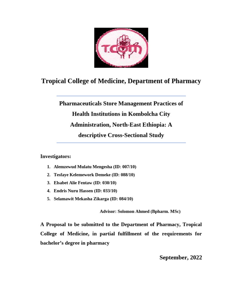Tropical College of Medicine 1 | PDF | Pharmacy | Refrigerator