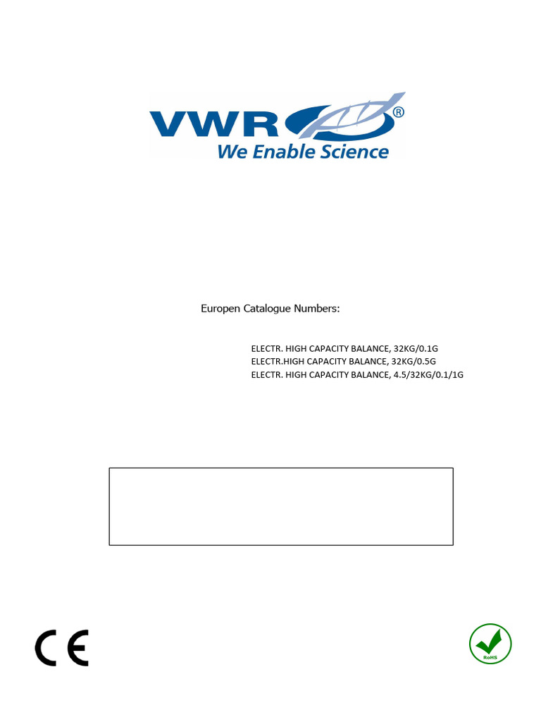 Manual VWR High Capacity Balances 611-8622 and - 8624 | PDF | Weighing ...