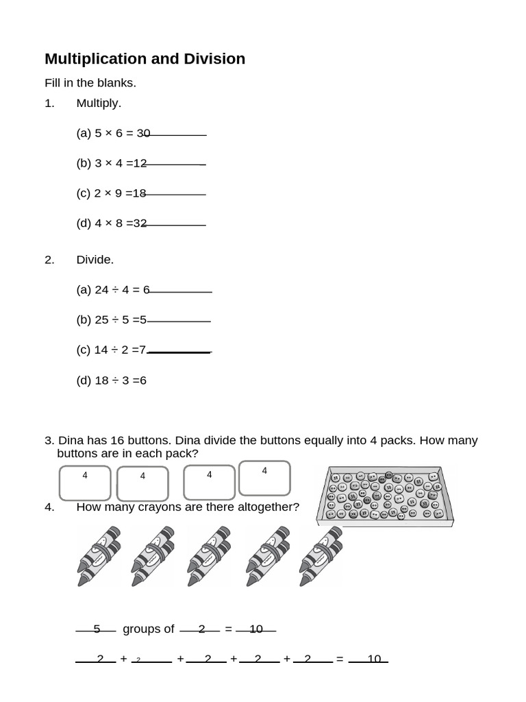 Multiplication and Division Exercises | PDF
