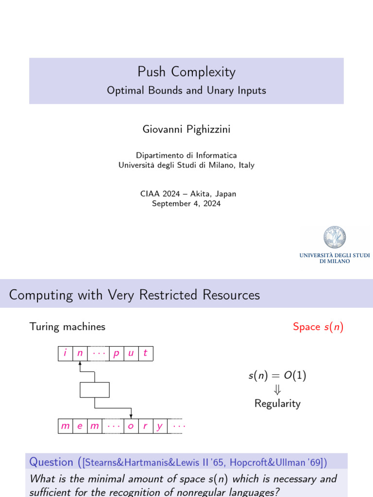 Pushdown Complexity - Optimal Bounds and Unitary Inputs | PDF | Automata Theory | Personal ...