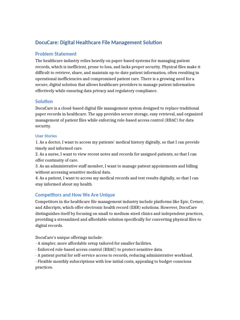 DocuCare_Presentation (1) | PDF | Electronic Health Record | Patient