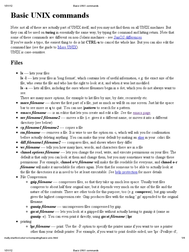 Basic UNIX Commands | PDF | File Transfer Protocol | Filename Basic UNIX Commands | PDF | File Transfer Protocol | Filename