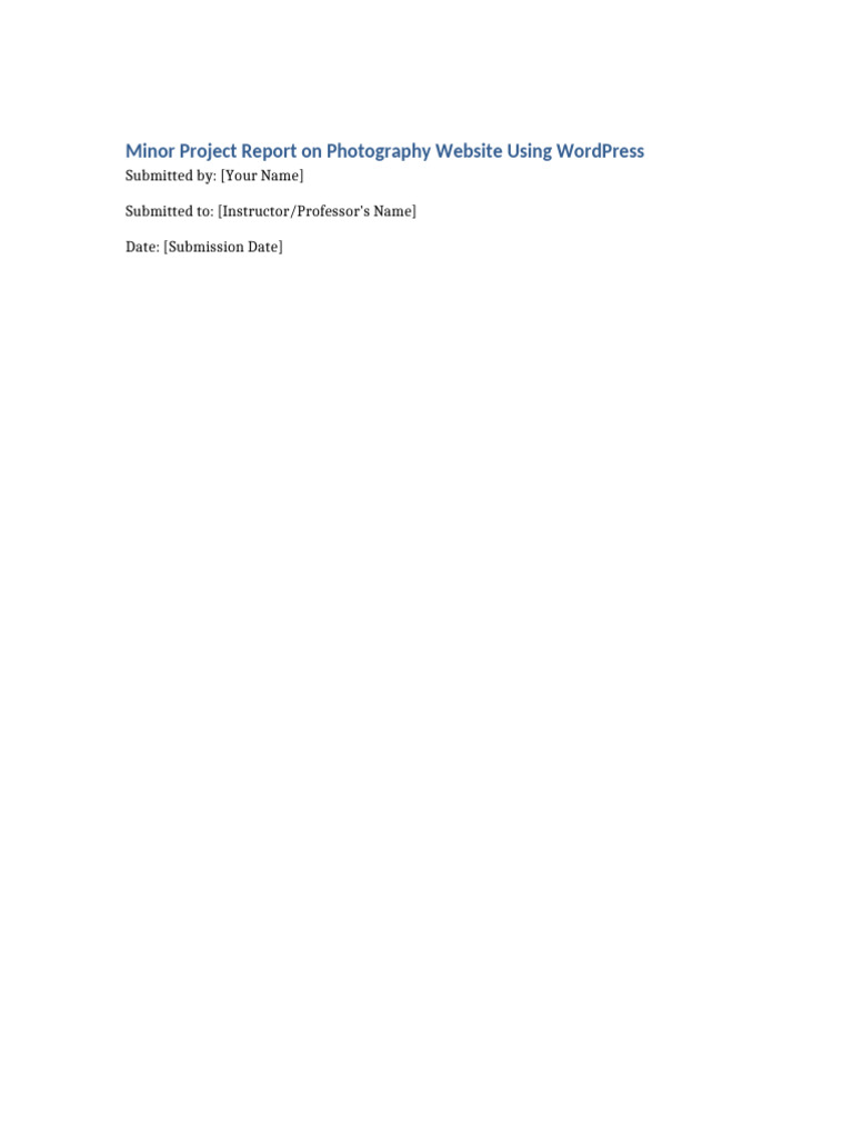Photography Website Development Report | PDF | Word Press | Websites