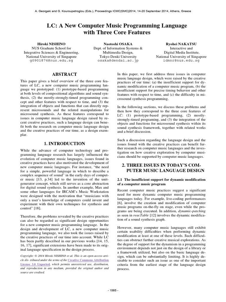 LC A New Computer Music Programming Lang | PDF | Real Time Computing ...