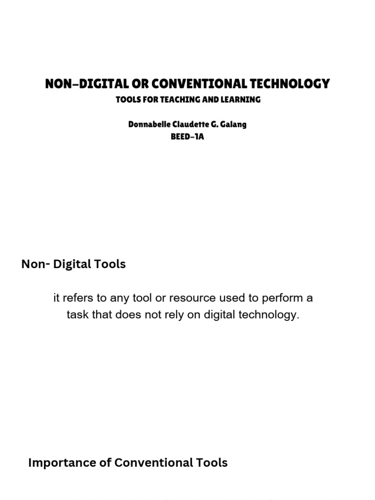 Non-Digital Teaching Tools Overview | PDF | Learning | Behavior ...