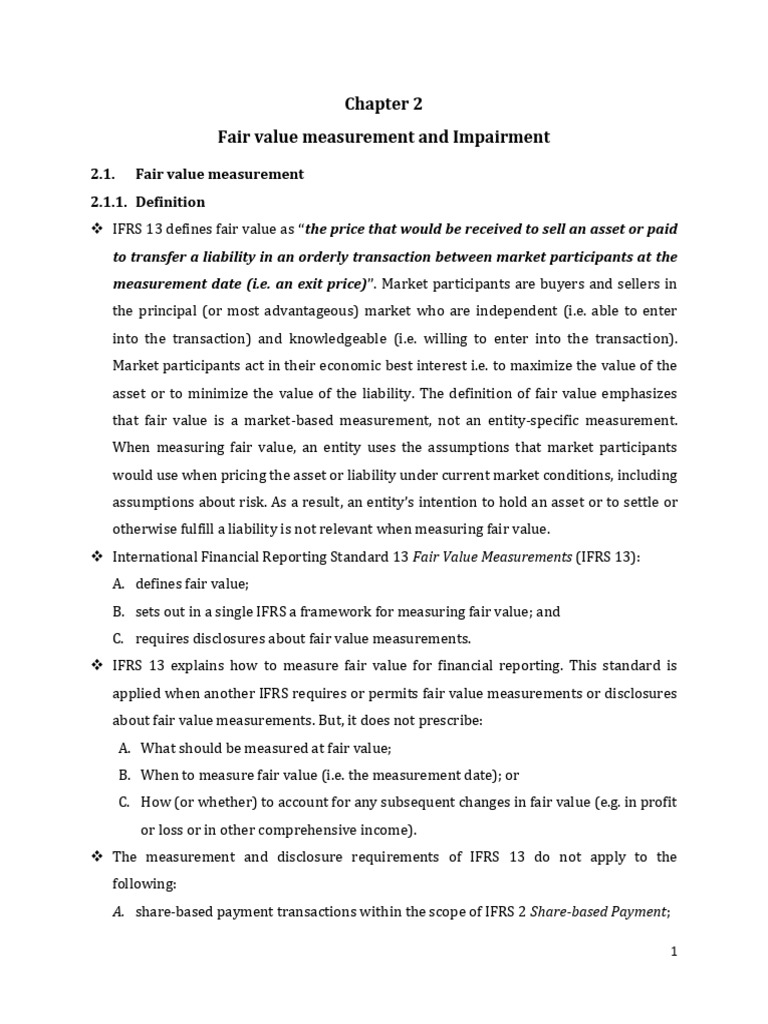Fair Value Measurement Under IFRS 13 | PDF | Fair Value | Valuation ...